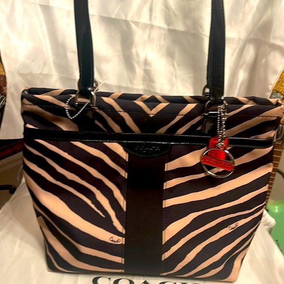 Coach | Bags | Coach Black And Cream Zebra Print Bag | Poshmark